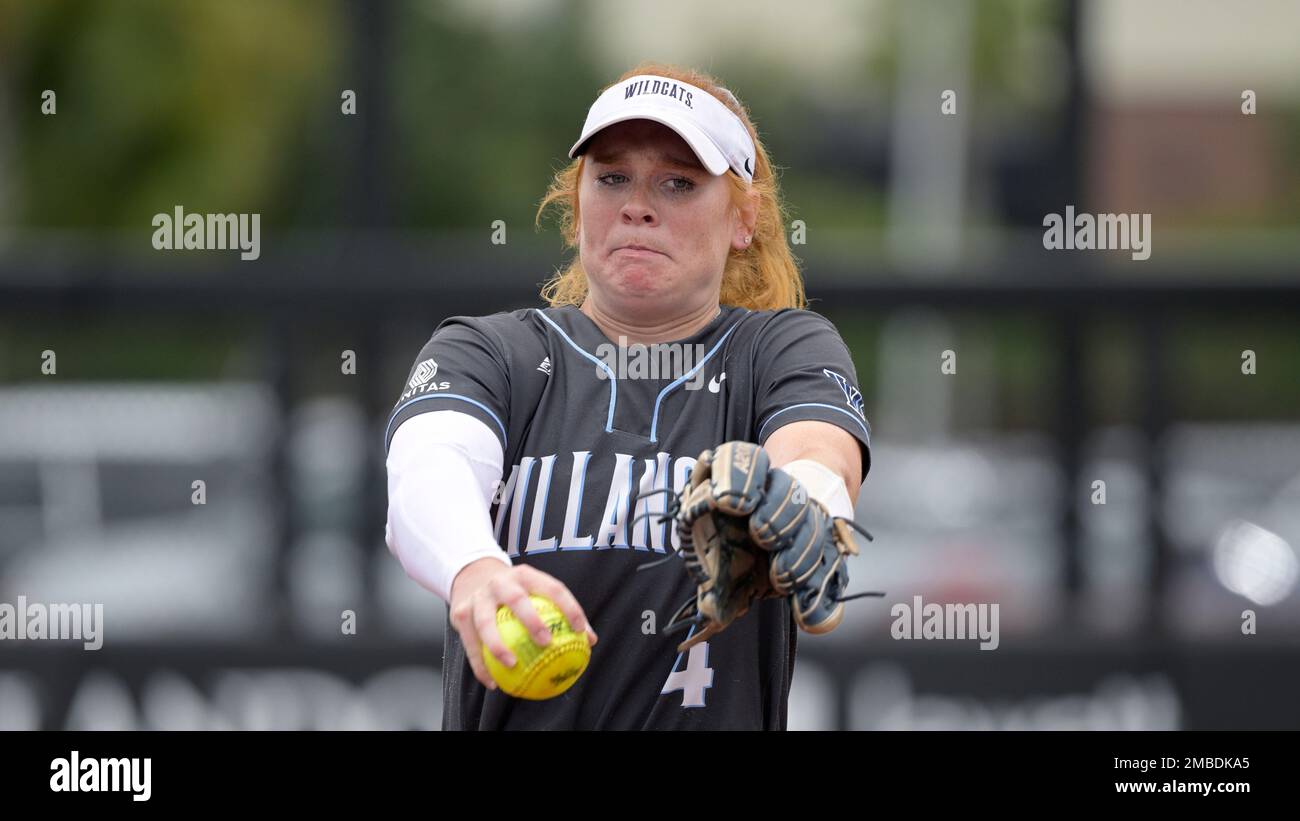 Villanova pitcher Paige Rauch (4) throws from the mound during an NCAA ...