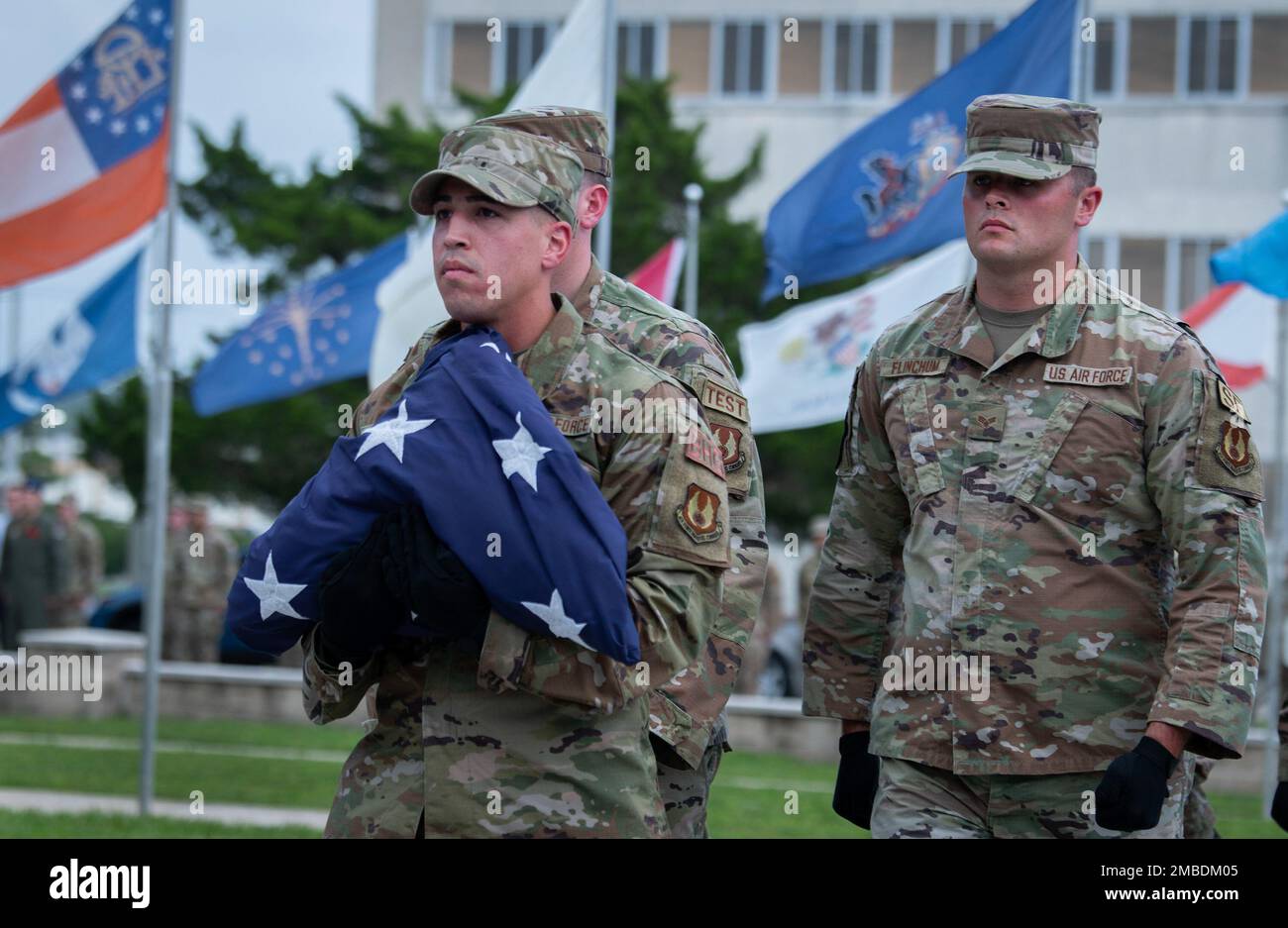 Tech. Sgt. Jerry Tamayo, 96th Medical Group, carries the base flag ...