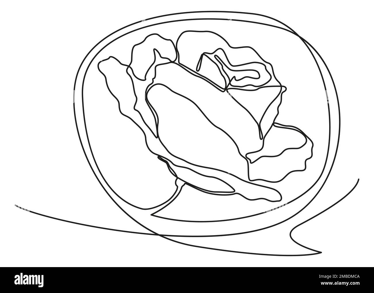 One Continuous Line Of Speech Bubble With Rose Thin Line Illustration Vector Concept Contour