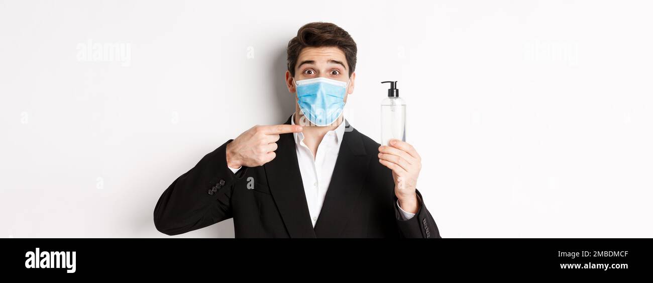 Concept of covid-19, business and social distancing. Close-up of ...