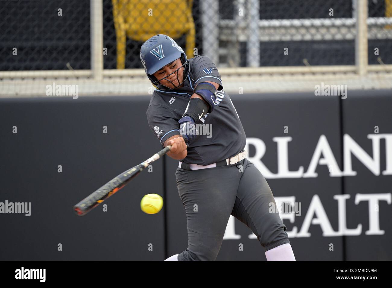Villanova's Ally Jones hits a pitch during an NCAA softball game ...