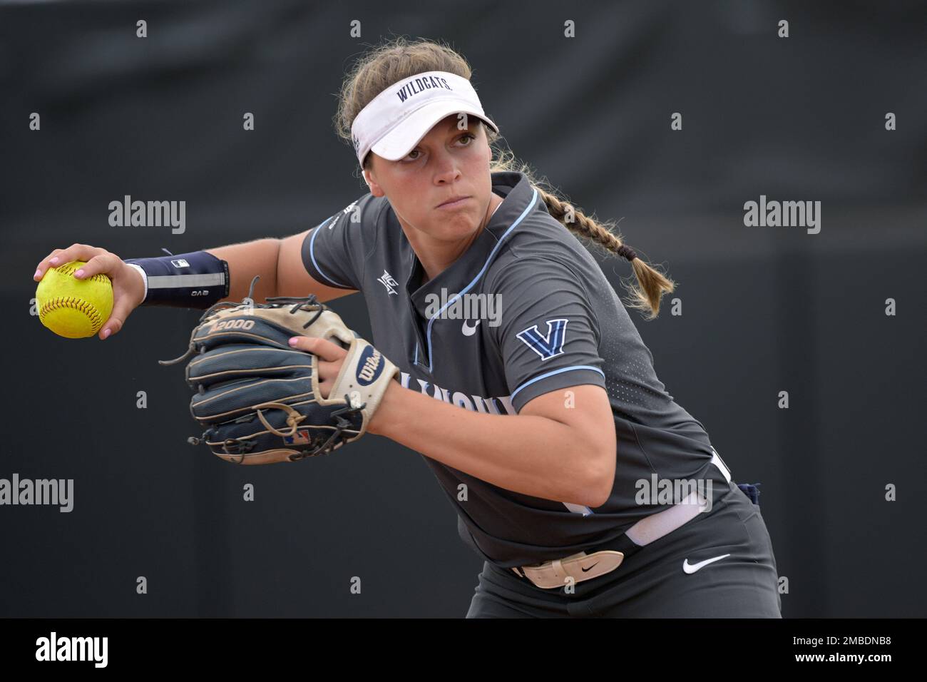 Villanova's Angela Giampolo (1) throws during an NCAA softball game ...
