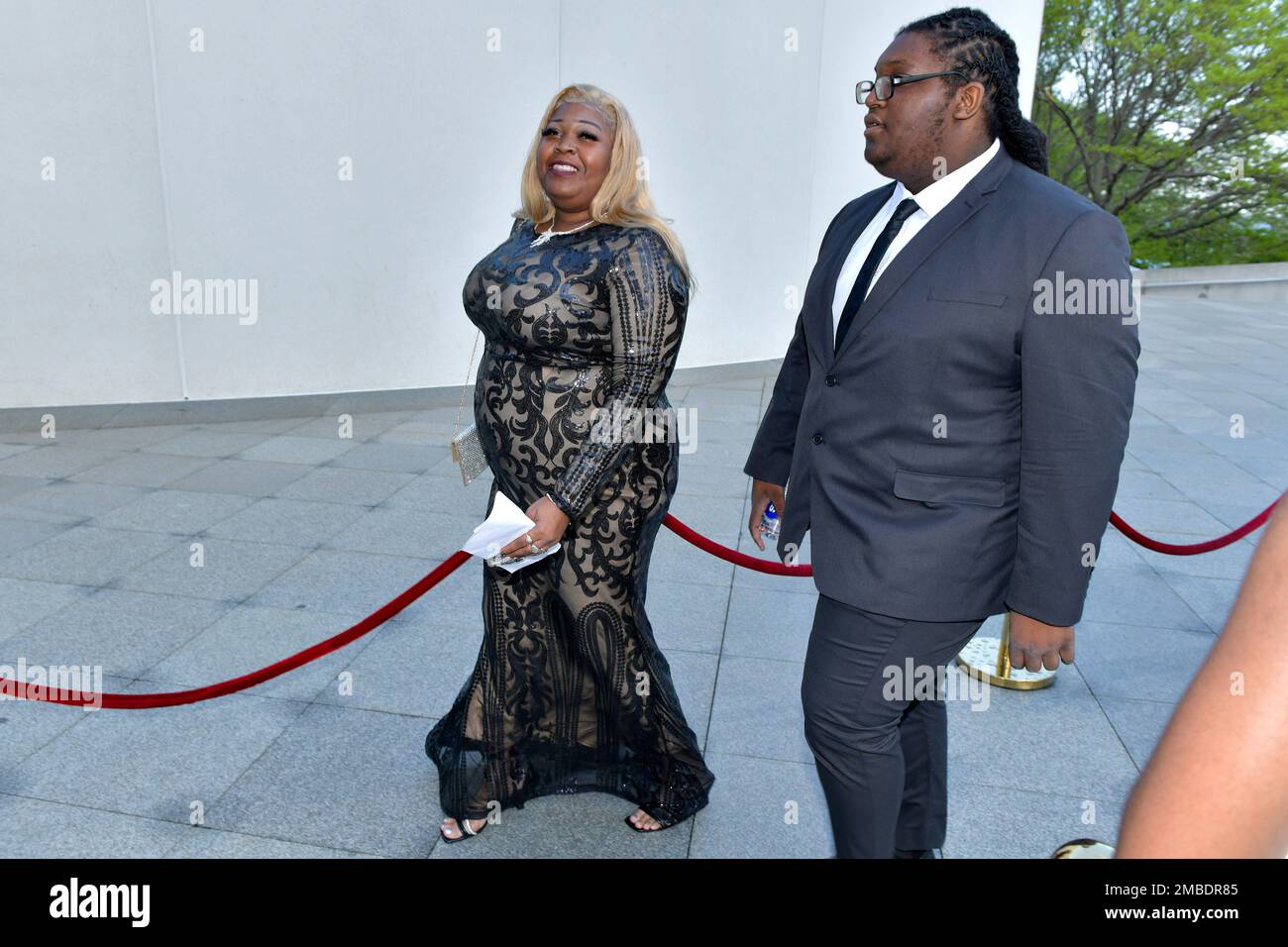 Wandrea' "Shaye" Moss, and guest, right, arrive for the John F. Kennedy ...
