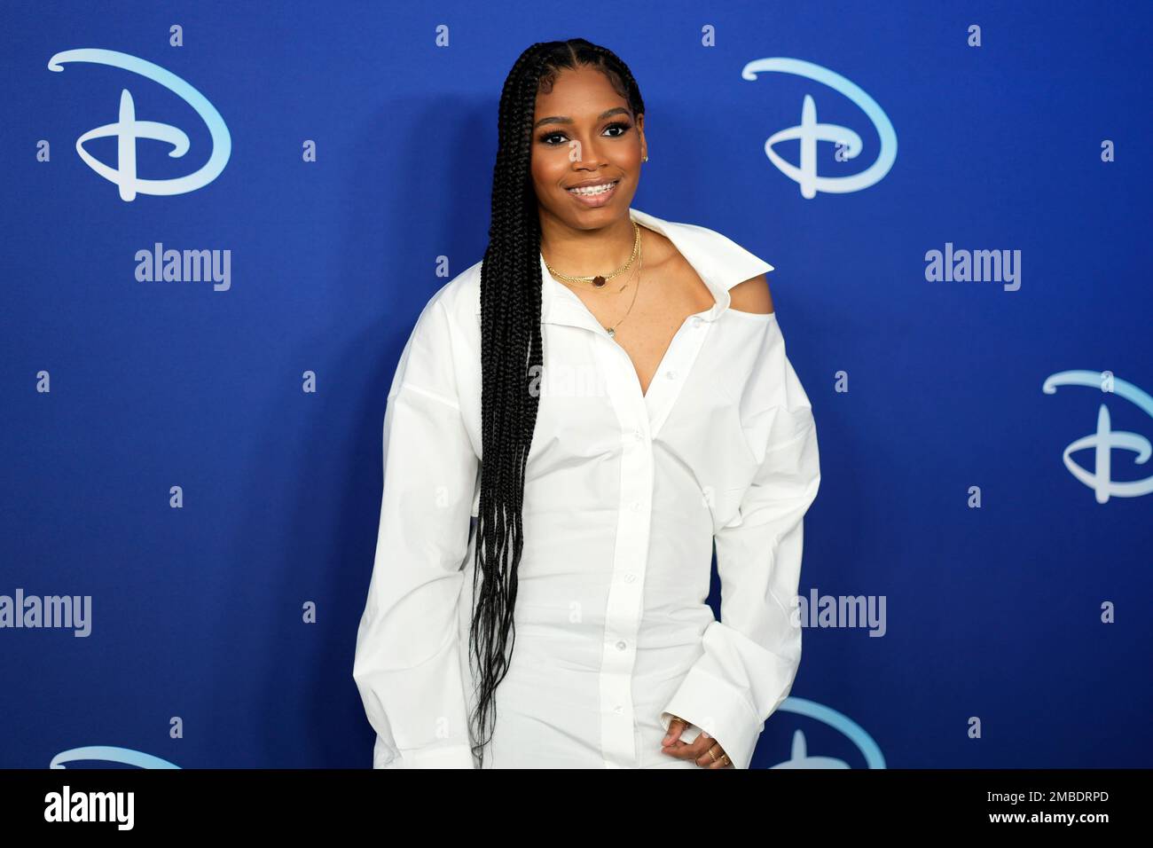Zia Cooke attends the Disney 2022 Upfront presentation at Basketball ...