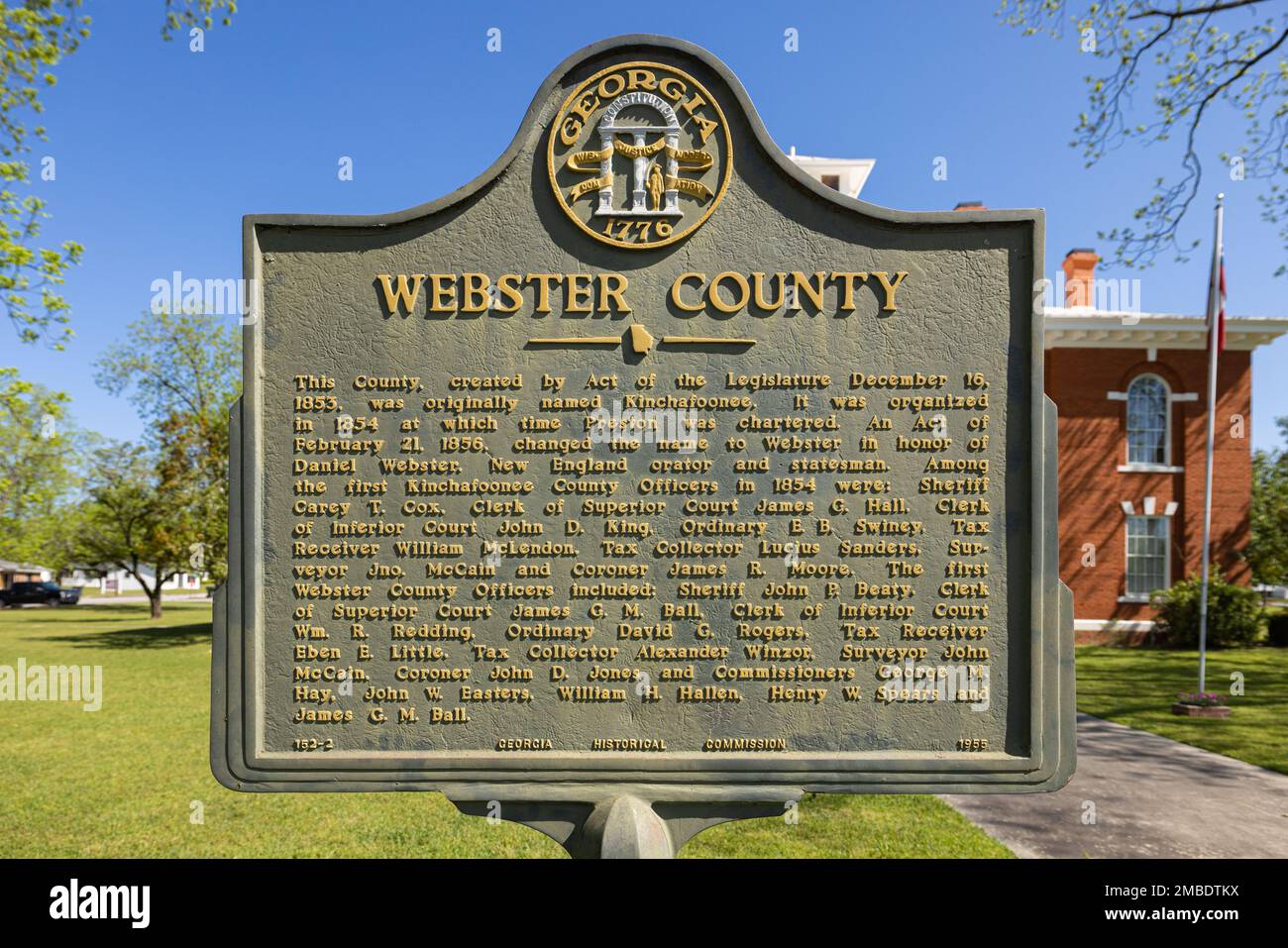 Preston, Georgia, USA - April 19, 2022: Plaque tells the history of Webster County Stock Photo ...