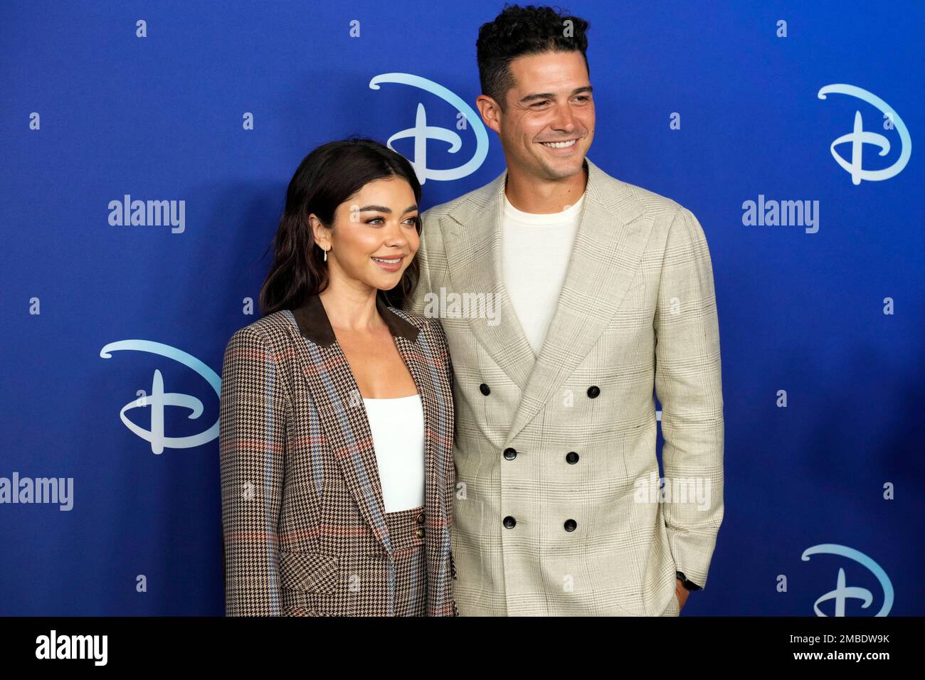 Sarah Hyland and Wells Adams attend the Disney 2022 Upfront ...