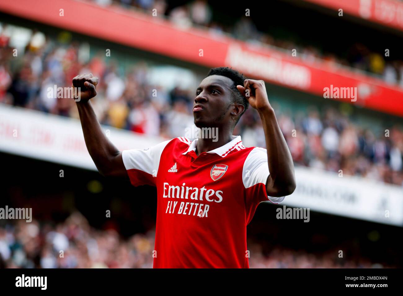 Arsenal's Eddie Nketiah celebrates scoring his side's second goal ...