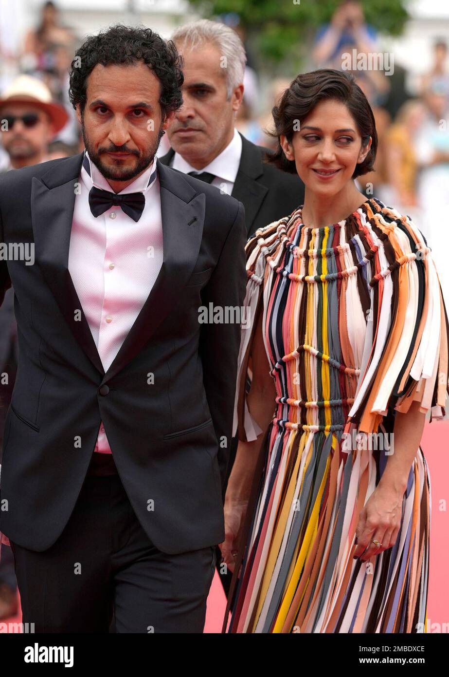 Director Ali Abbasi, centre, and Zar Amir-Ebrahimi, right pose for photographers upon arrival at ...