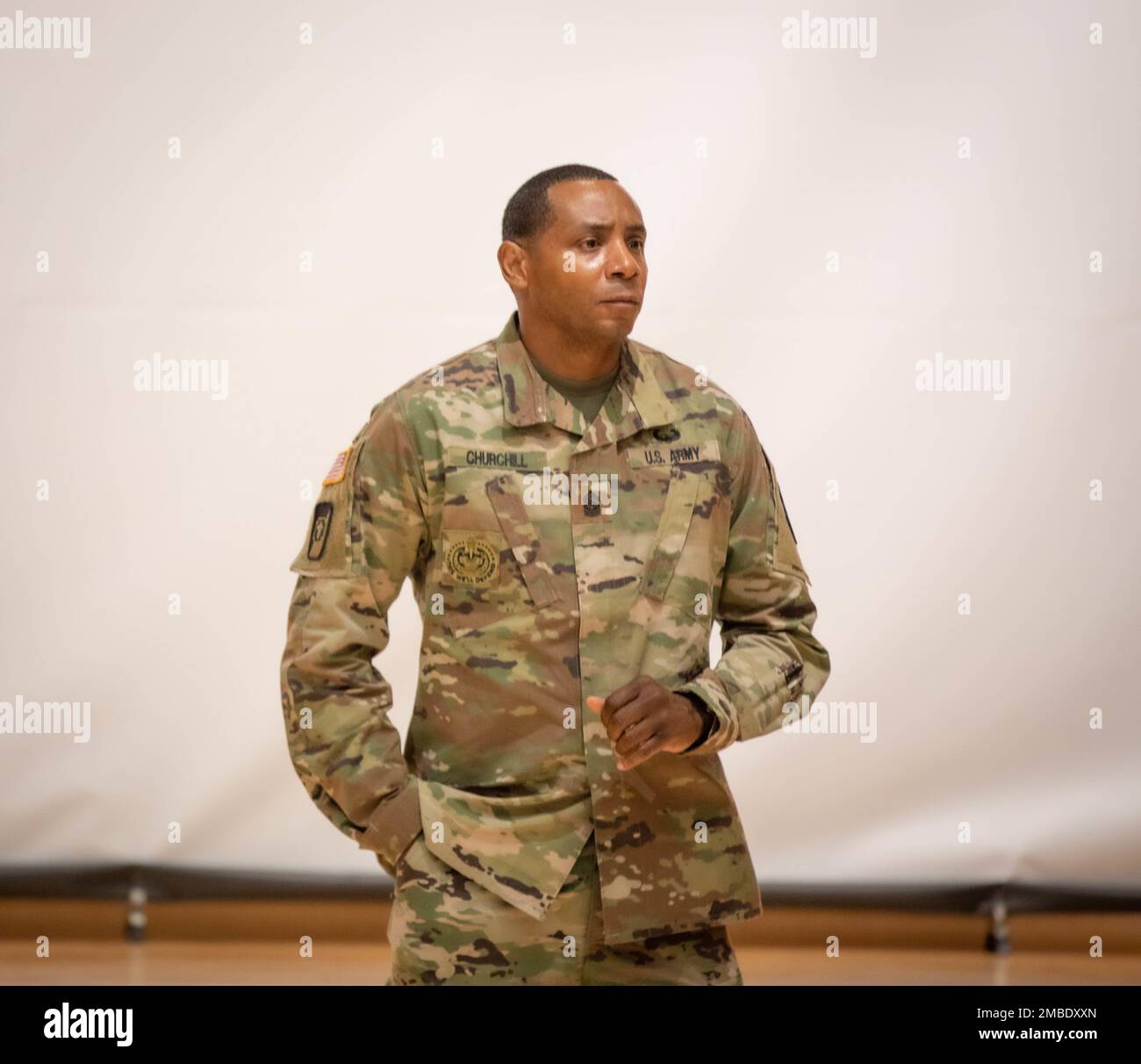 CSM Rodmon Churchhill Speaks at Army birthday ceremony Stock Photo - Alamy