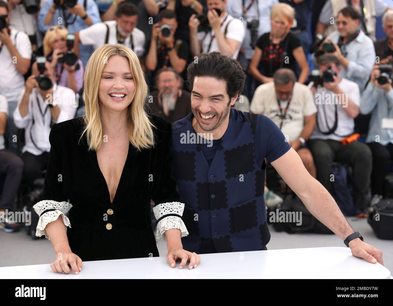 Virginie Efira, left, and Tahar Rahim pose for photographers at the ...