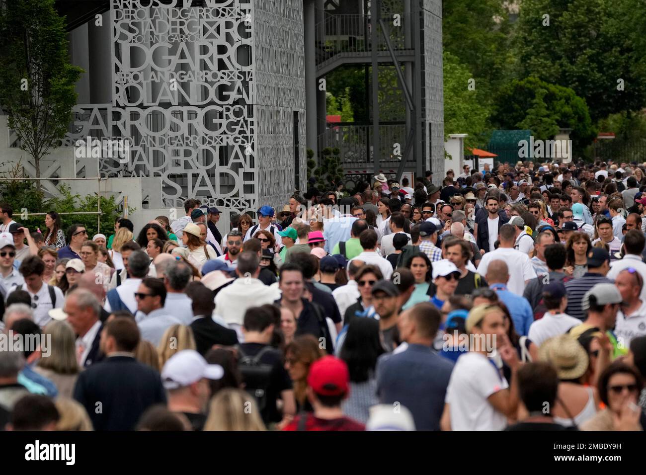Spectators head to courts during first round matches at the French Open ...