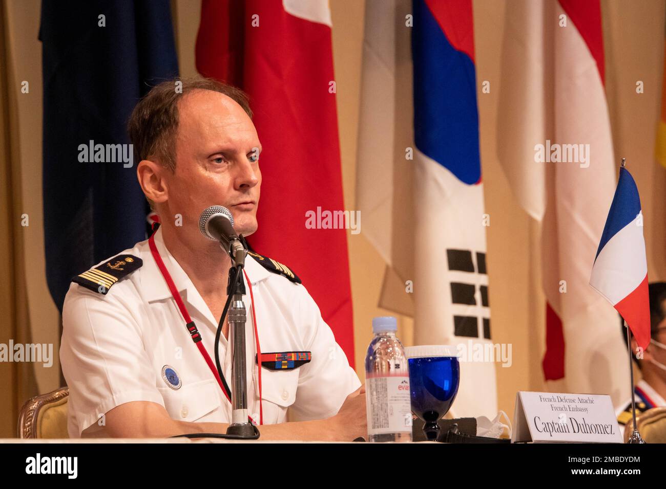 French Navy Capt. Francois Duhomez, French defense attache, takes part ...
