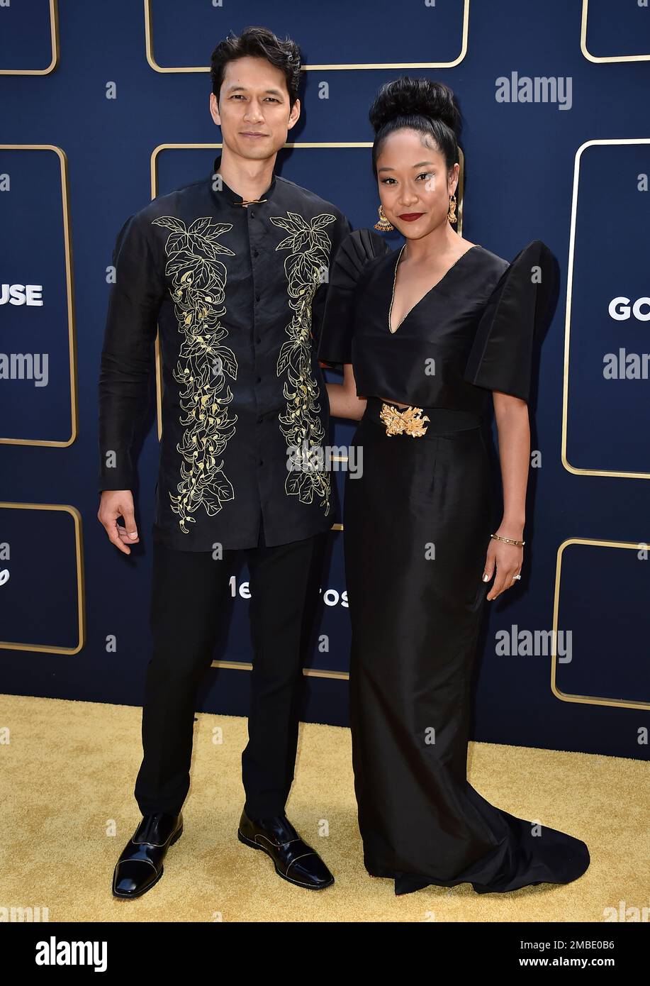 Harry Shum Jr., left, and Shelby Rabara arrive at the Gold House Gala ...