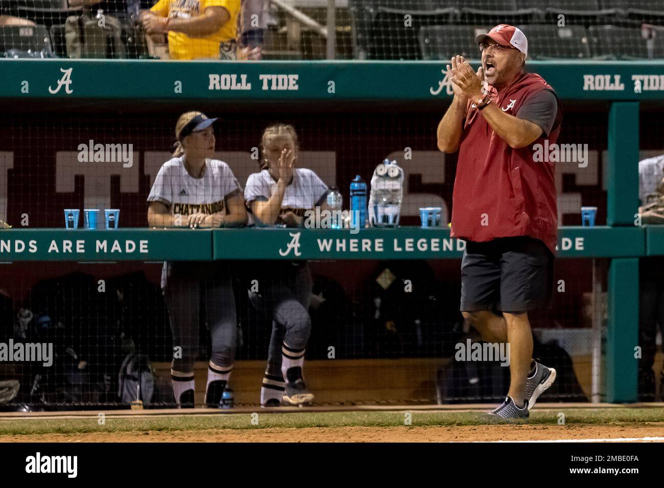 Alabama head coach Patrick Murphy cheers his team during an NCAA ...