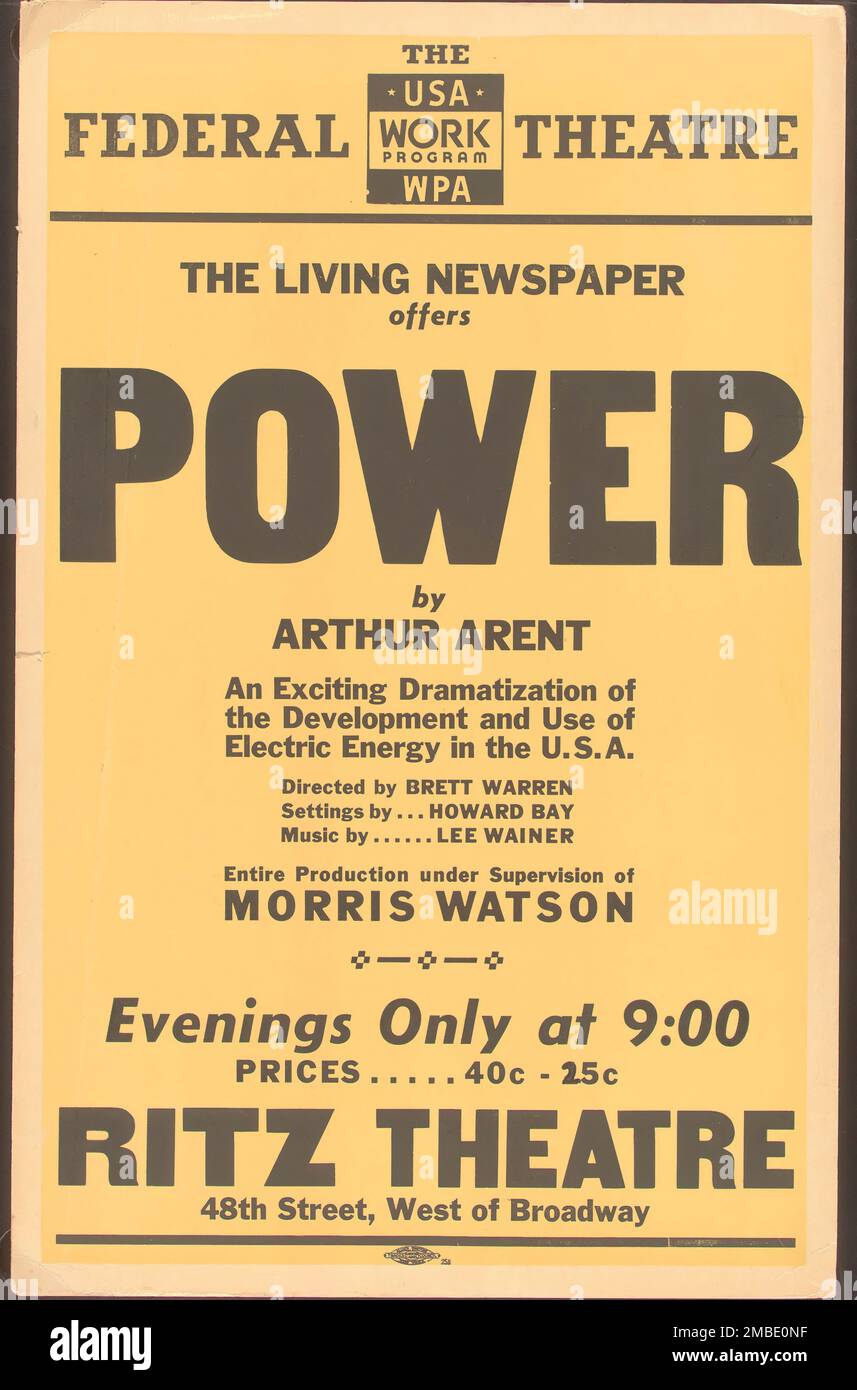 Poster from New York production of Power (Ritz Theatre), [1937]. The ...