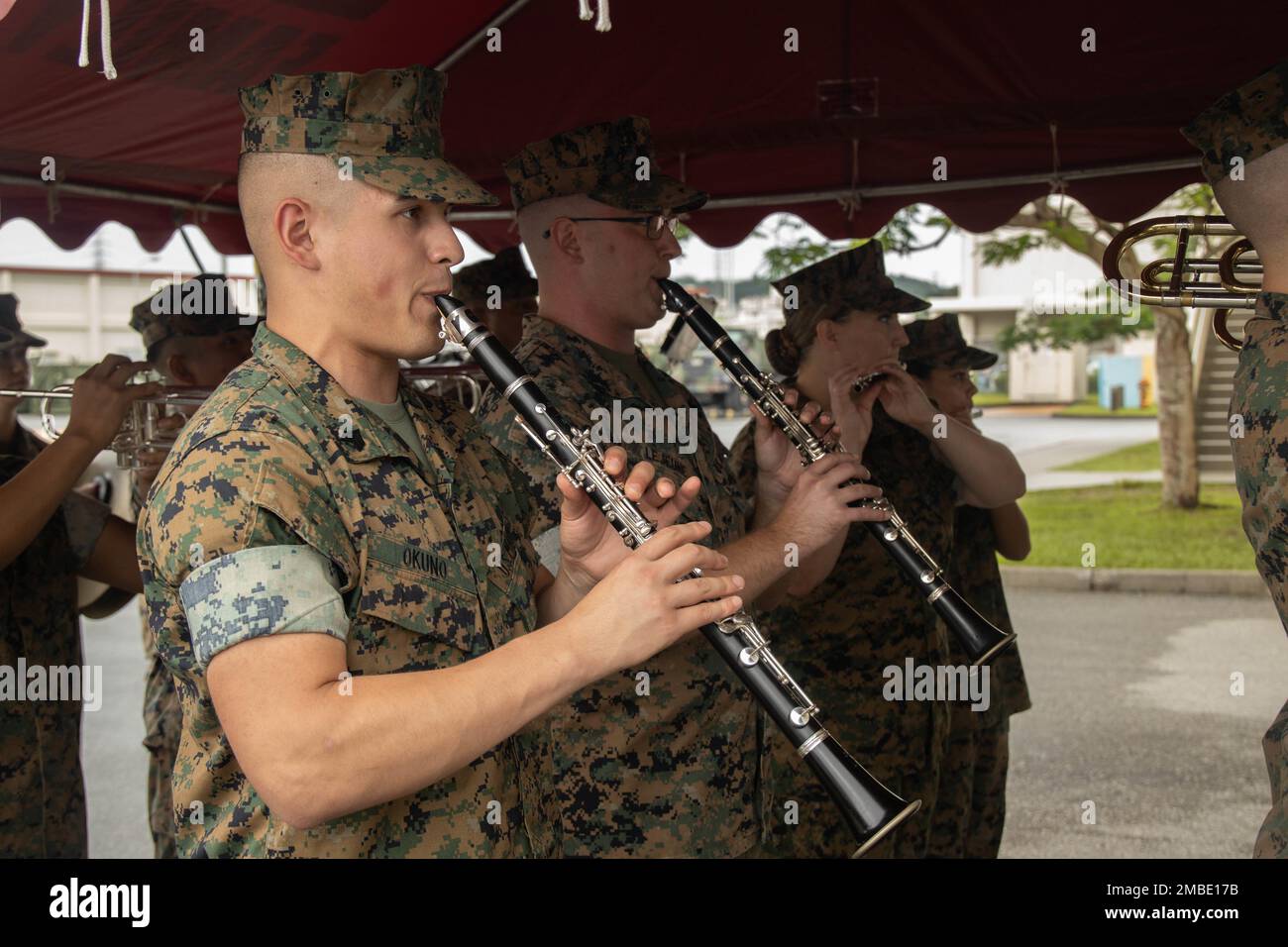 U.S. Marines with the III Marine Expeditionary Force Band perform ...