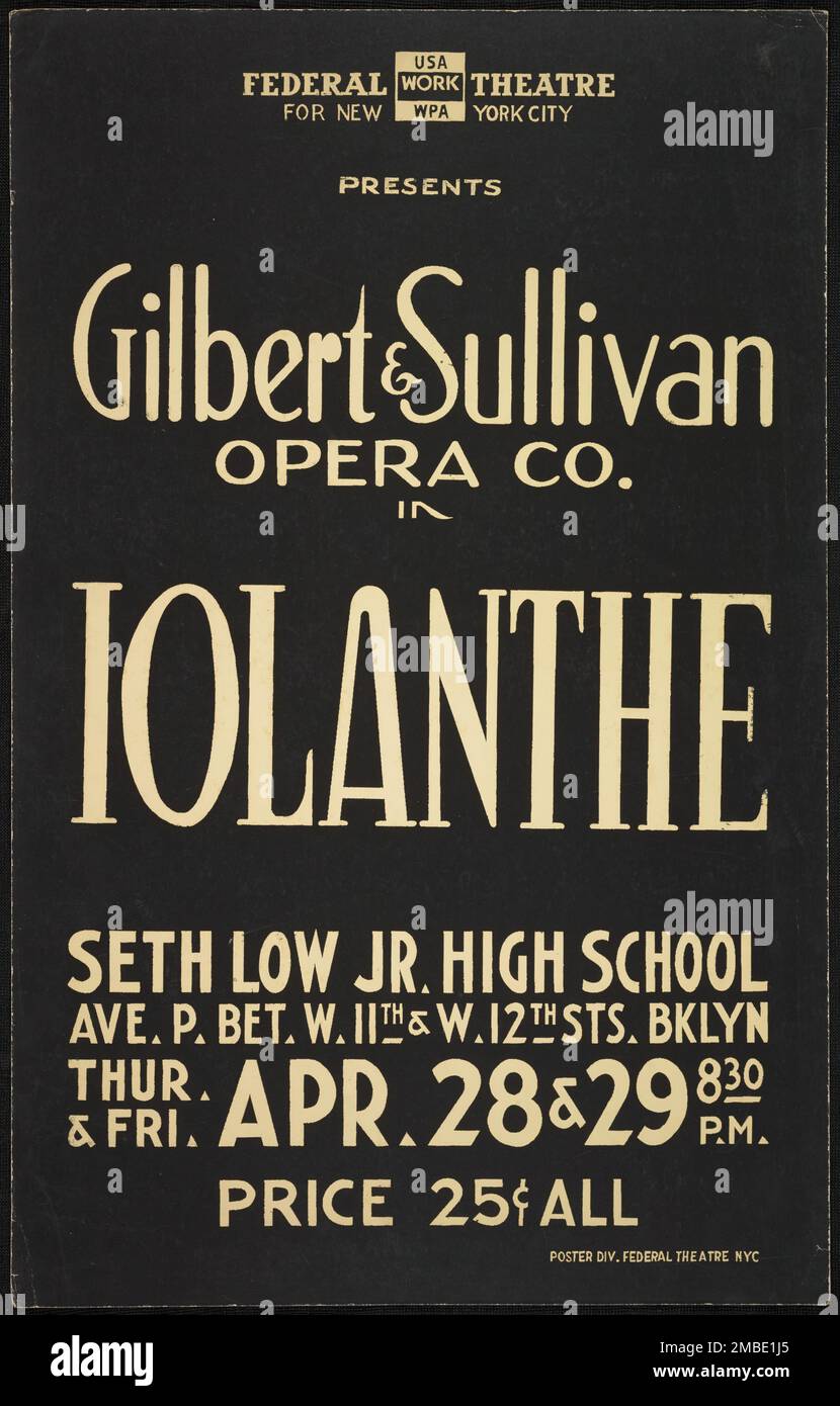 Iolanthe, New York City, [193-]. 'Federal Theatre for New York City ...