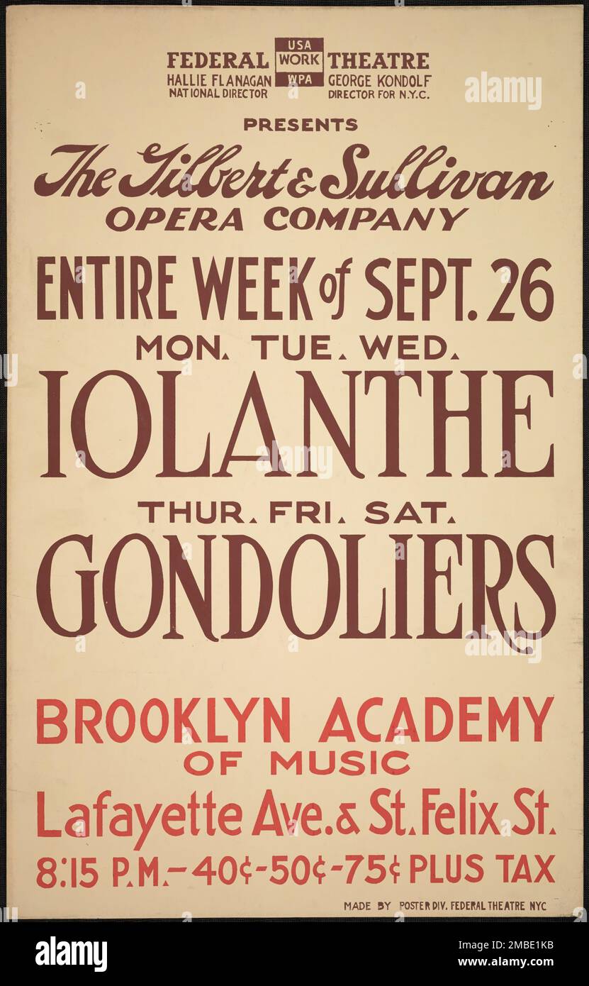Iolanthe, New York City, [193-]. 'Federal Theatre... presents - the ...