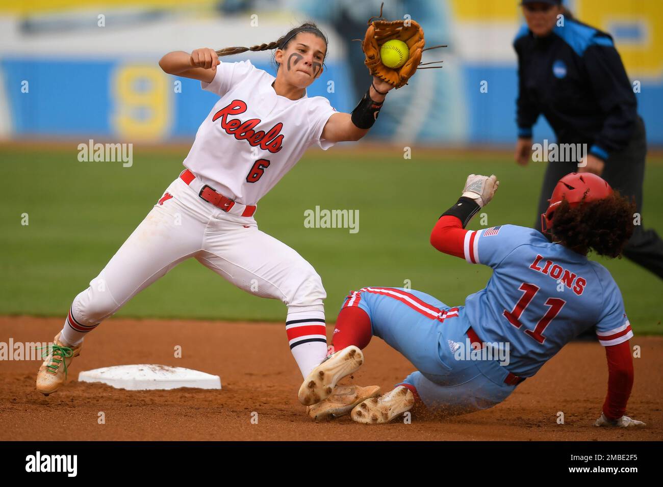 Ole Miss infielder Mikayla Allee (6) forces out LMU (CA) utility ...