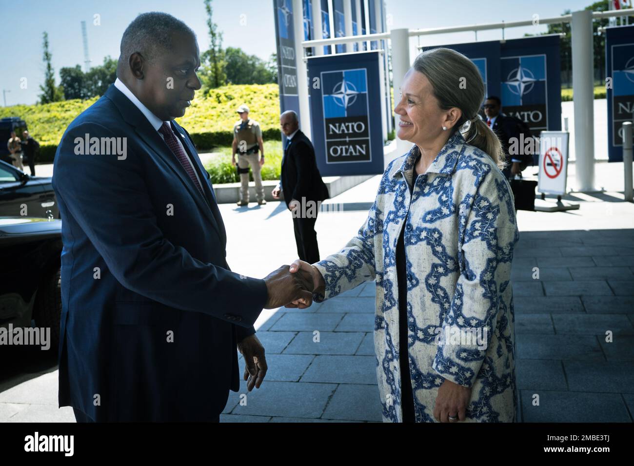 Secretary of Defense Lloyd J. Austin III greets U.S Ambassador to NATO ...