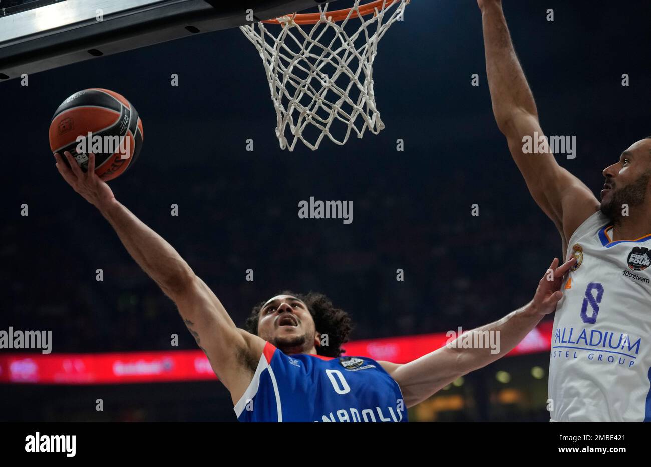 Anadolu Efes' Shane Larkin last up by Real Madrid's Adam Hanga during ...