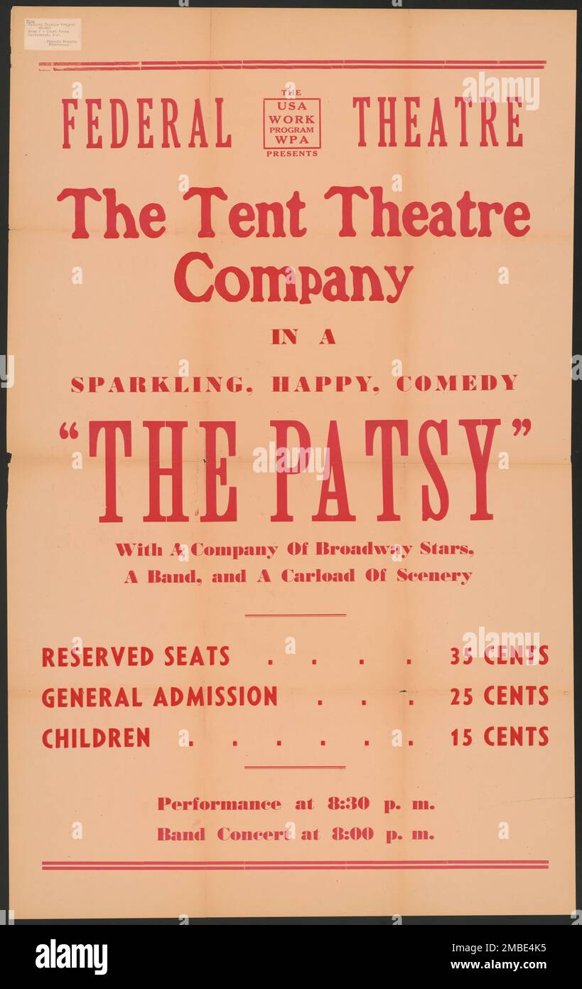 The Patsy, Hackensack, NJ, 1936. 'The Tent Theatre Company in a ...