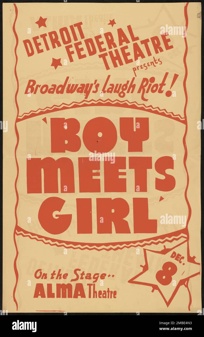 Boy Meets Girl, Detroit, [193-]. 'Broadway's Laugh Riot! - "Boy Meets ...
