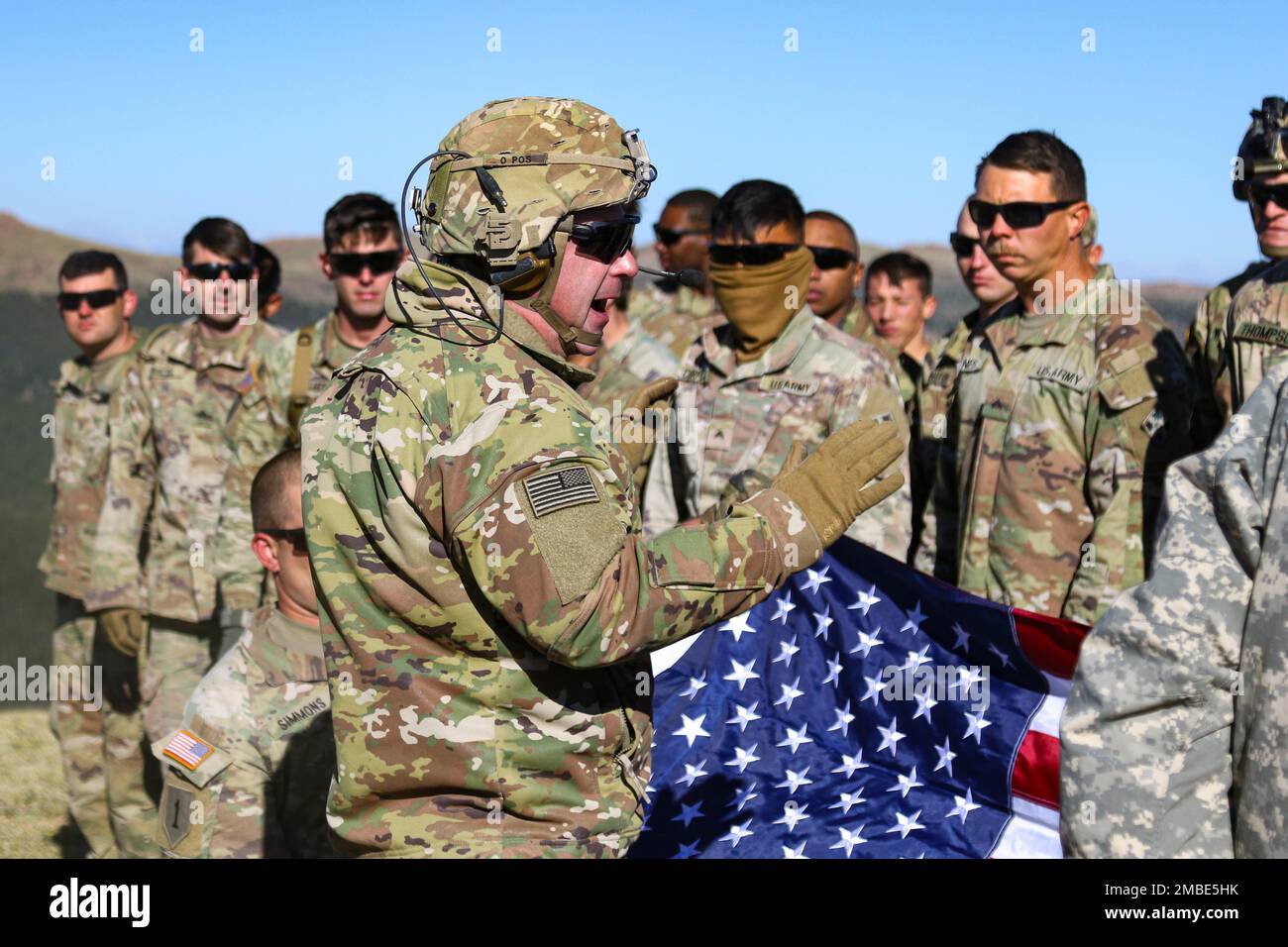 Col. Andy Kiser, commander of 2nd Stryker Brigade Combat Team, 4th Infantry Division, speaks to ...