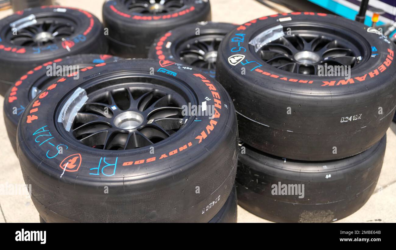 Firestone Tires during practice for the IndyCar auto race at ...