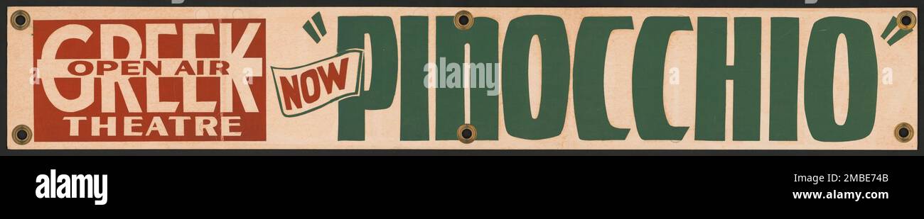 Pinocchio, Los Angeles, 1937. 'Greek Open Air Theatre - Now [Showing ...