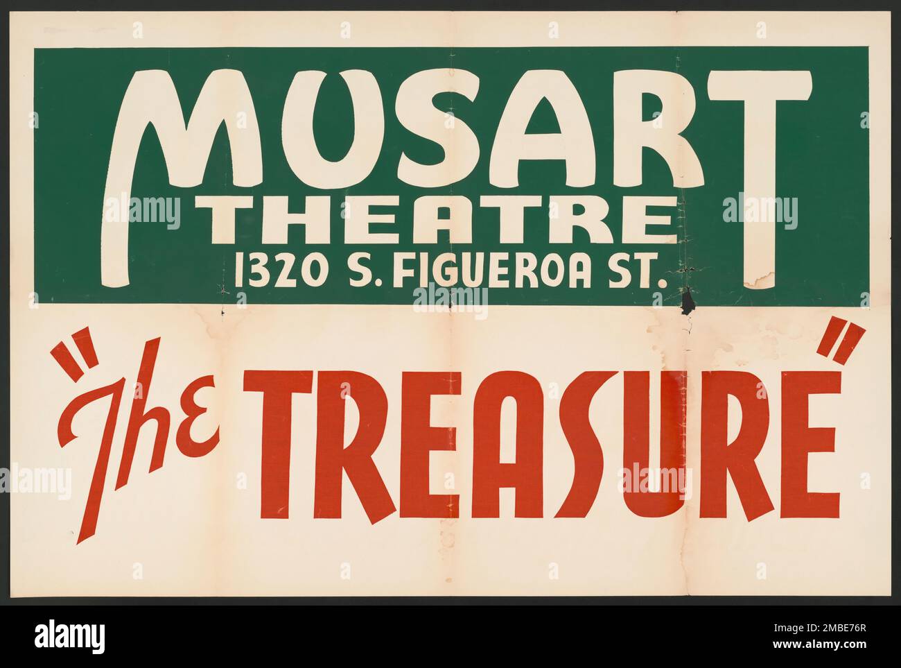 The Treasure, Los Angeles, 1937. 'Musart Theatre..."The Treasure"'. The ...