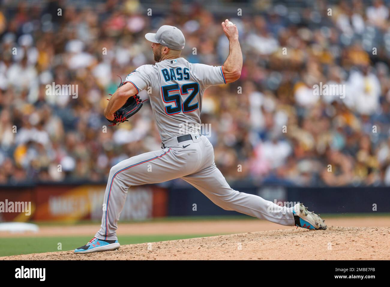 Miami Marlins relief pitcher Anthony Bass delivers against the San ...