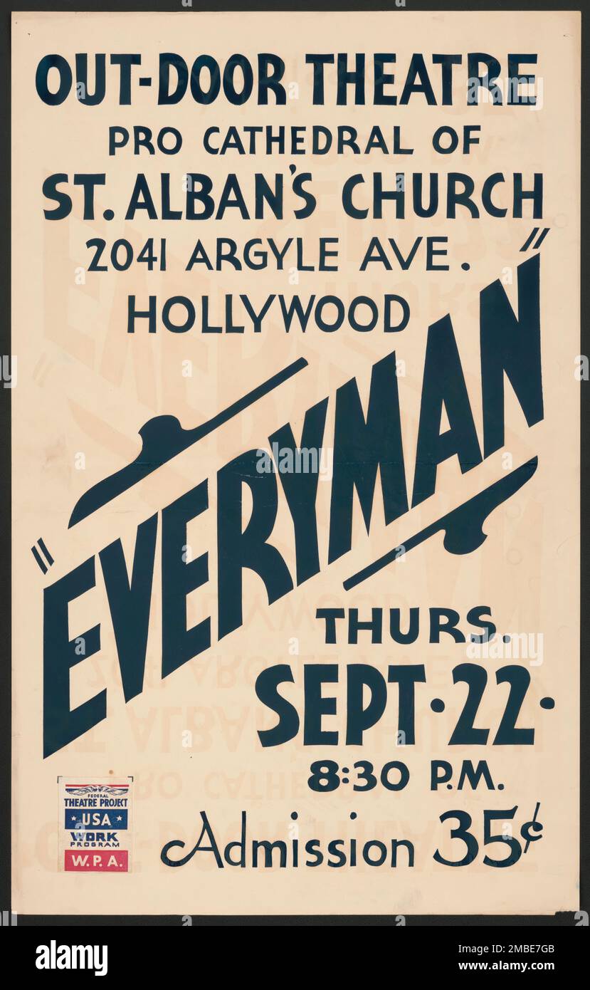 Everyman, Los Angeles, 1938. 'Out-Door Theatre - Pro[testant] Cathedral ...