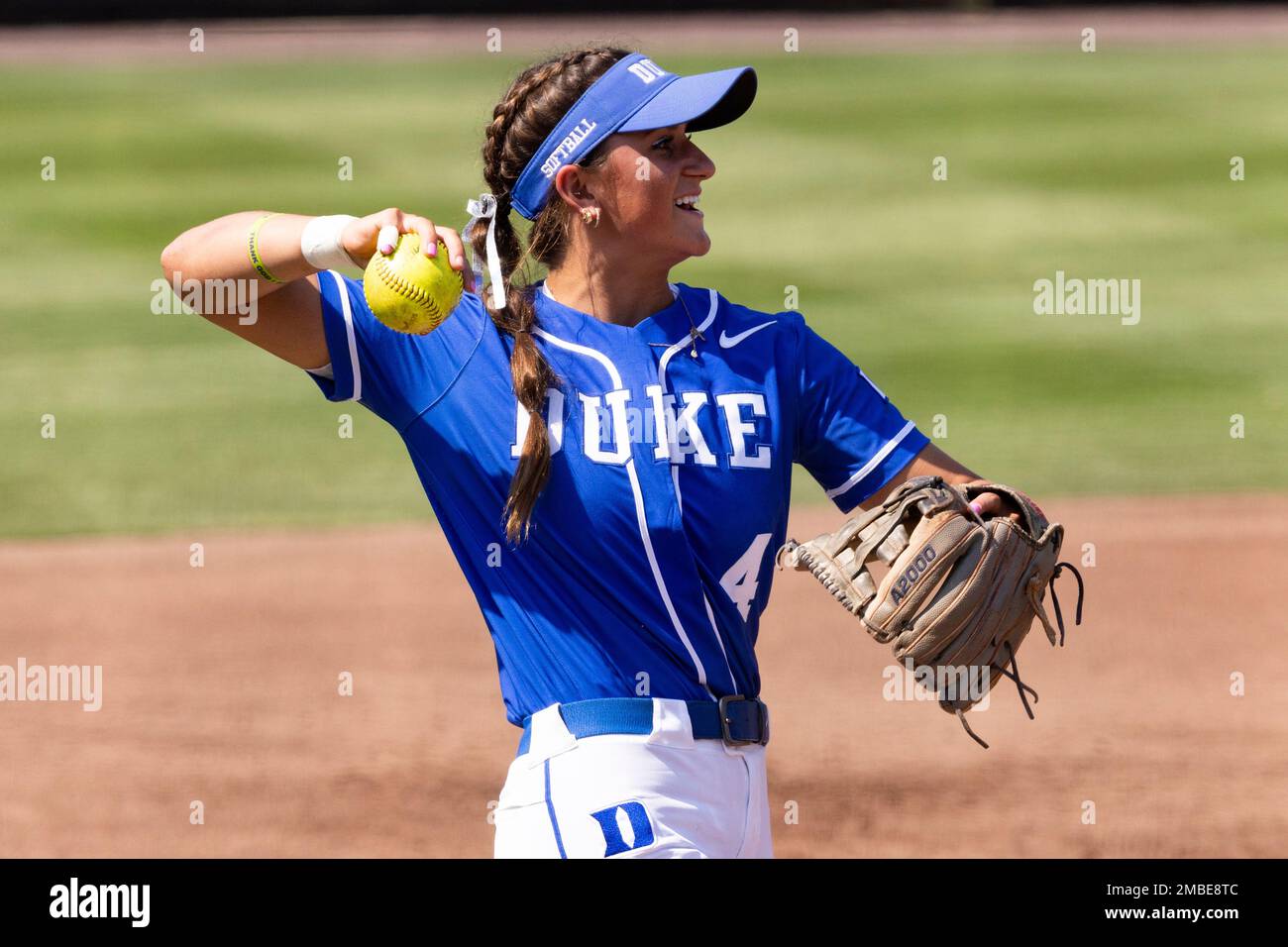 Duke infielder Ana Gold #4 in action during an NCAA softball game on ...