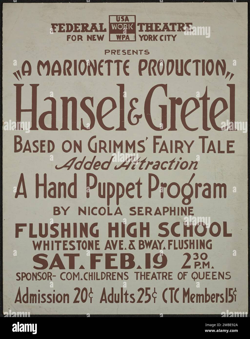 Hansel and Gretel, New York, [1930s]. The Federal Theatre Project ...