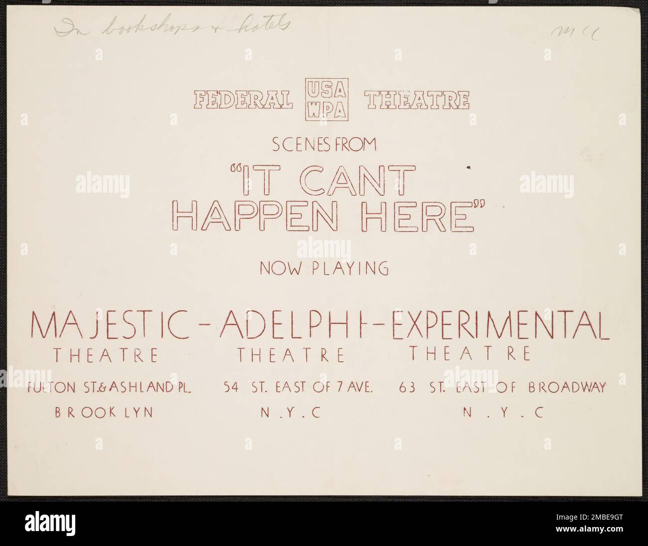 It Can't Happen Here, New York, [1930s]. The Federal Theatre Project ...