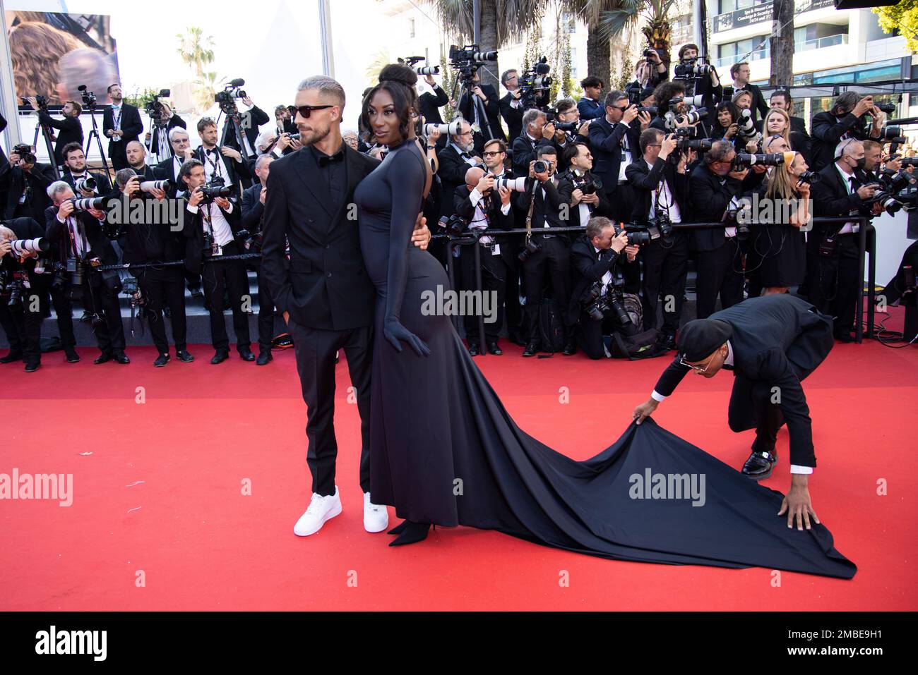 Aya Nakamura and Vladimir Boudnikoff pose for photographers upon ...