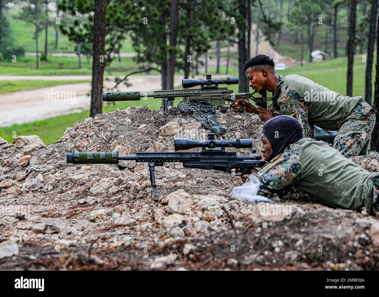 The Jamaican sniper team participate in a sniper skills competition during Fuerzas Comando 2022 ...