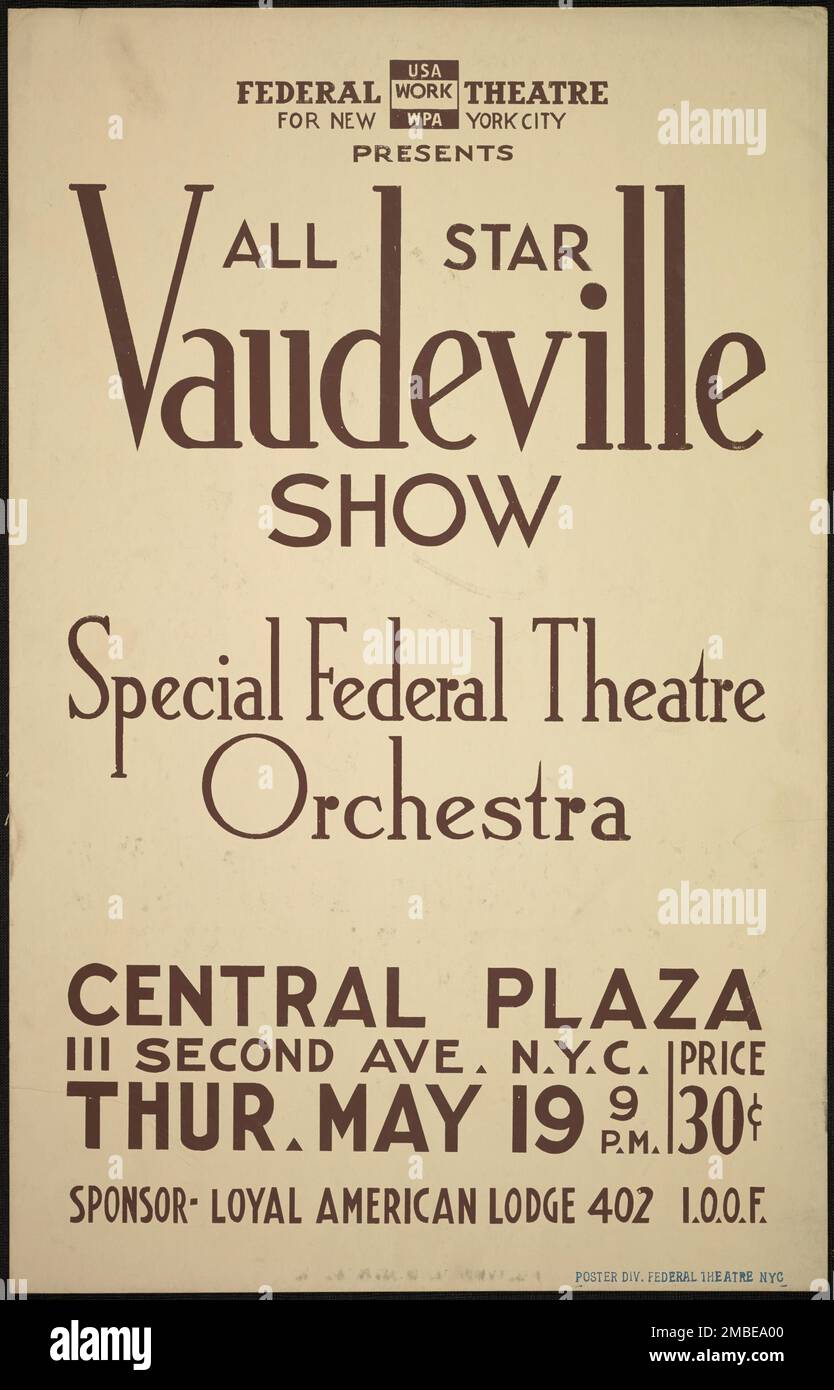 Vaudeville Show, New York, [1930s]. The Federal Theatre Project ...