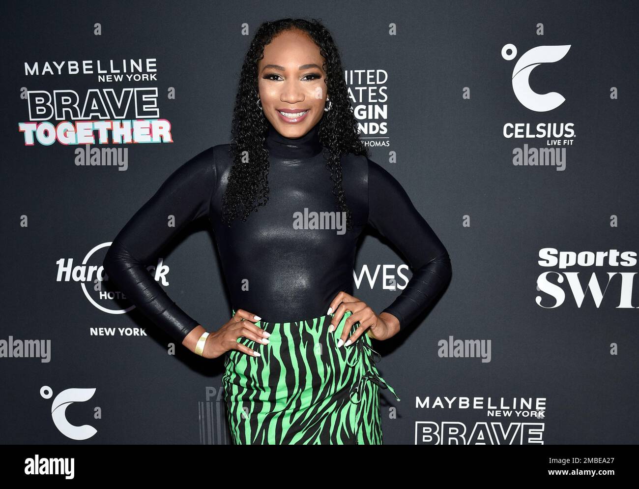 WNBA player Ari Chambers attends the Sports Illustrated Swimsuit 2022 ...