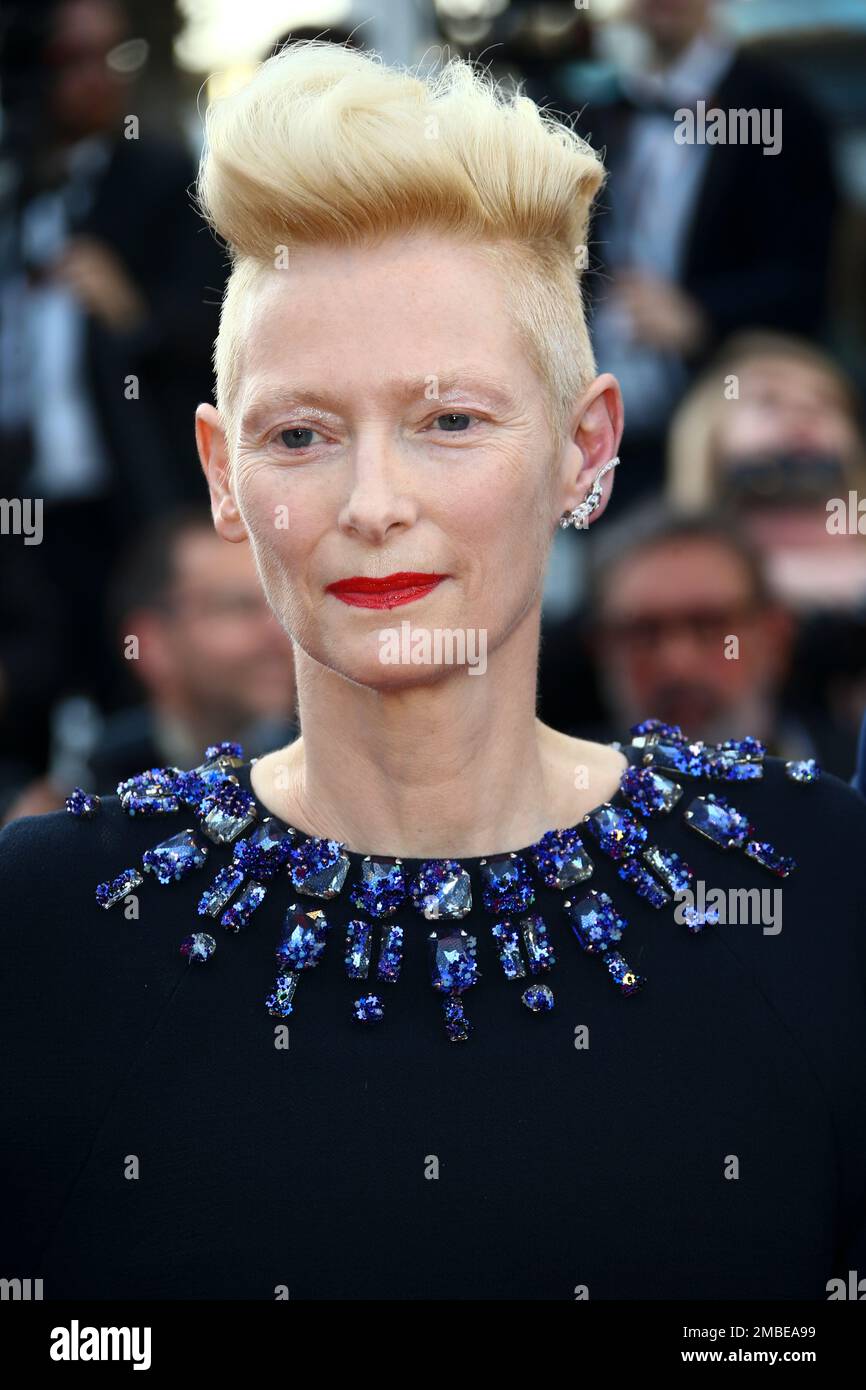 Tilda Swinton poses for photographers upon arrival at the premiere of ...