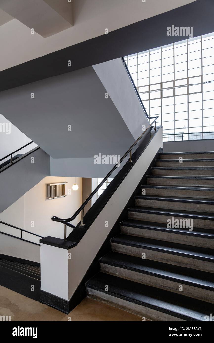 bauhaus school, design staircase, Main building, Dessau, Federal ...