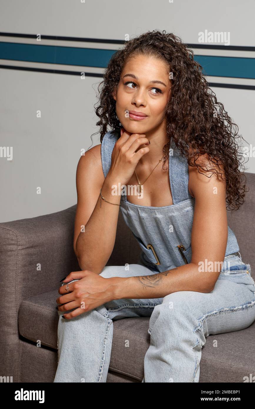 Julie Ledru poses for portrait photographs for the film 'Rodeo' at the ...