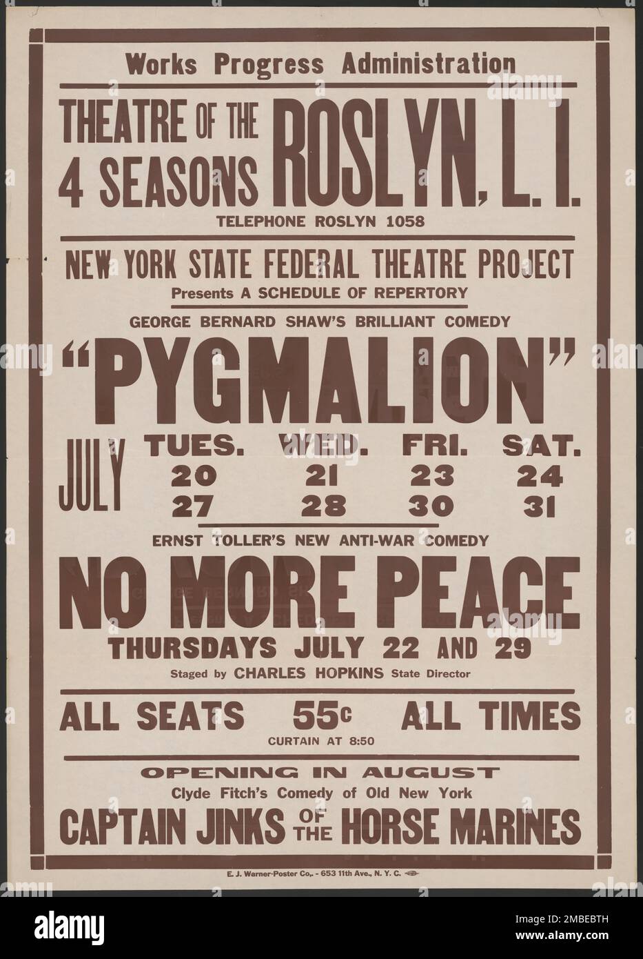 Pygmalion, Roslyn, NY, 1937. The Federal Theatre Project, created by ...