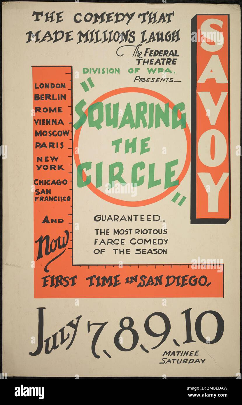 Squaring the Circle, San Diego, 1938. 'The Comedy that Made Millions ...