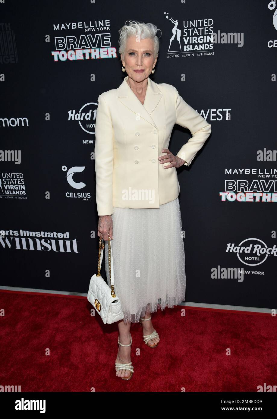 Cover model Maye Musk attends the Sports Illustrated Swimsuit 2022 ...