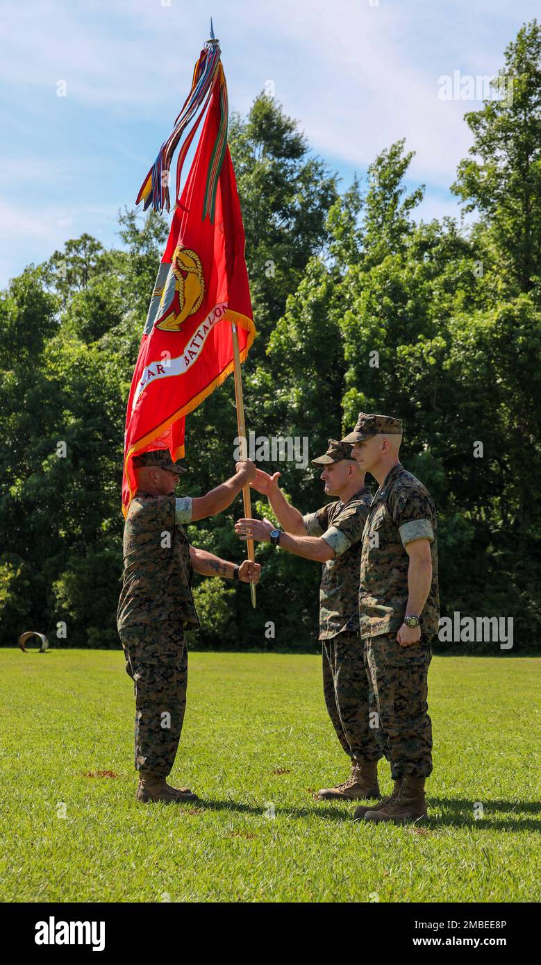 U.S. Marine Corps Lt. Col. Scott Cuomo, right, the outgoing battalion ...