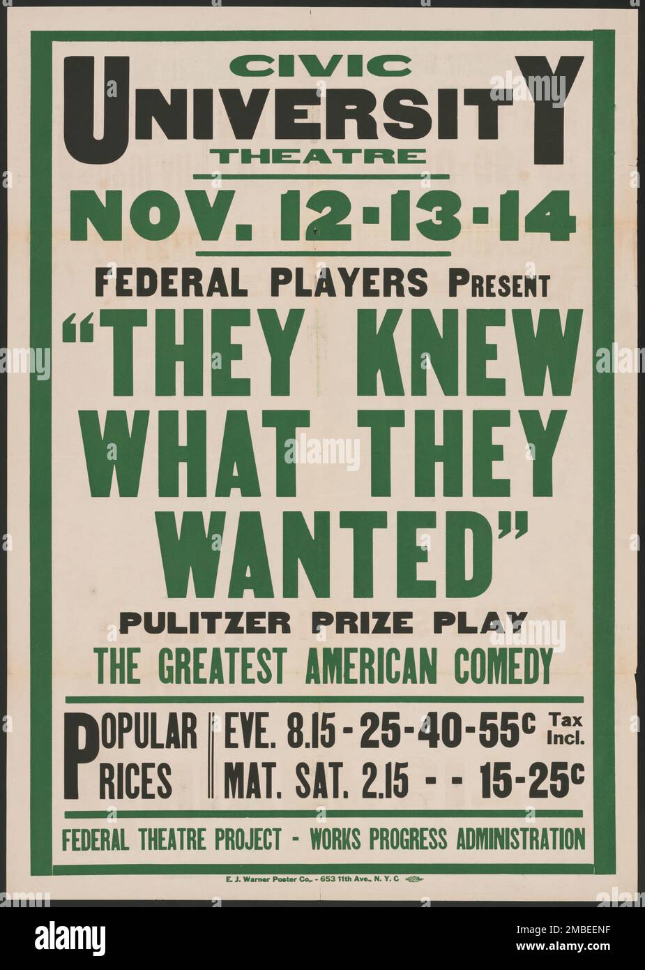 They Knew What They Wanted, Syracuse, NY, 1936. The Federal Theatre ...