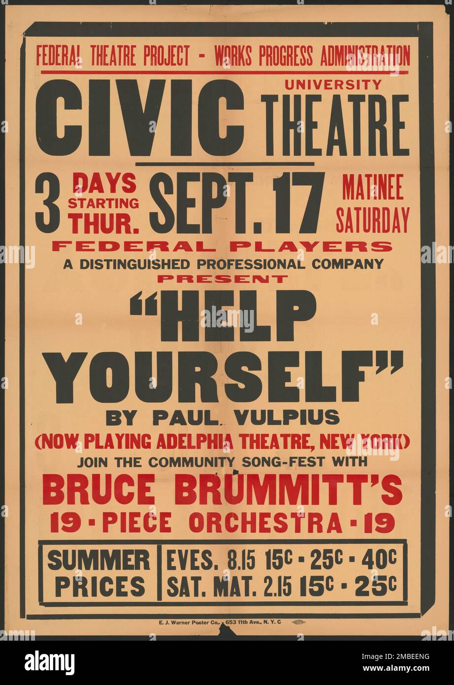Help Yourself, Syracuse, NY, 1936. The Federal Theatre Project, created ...