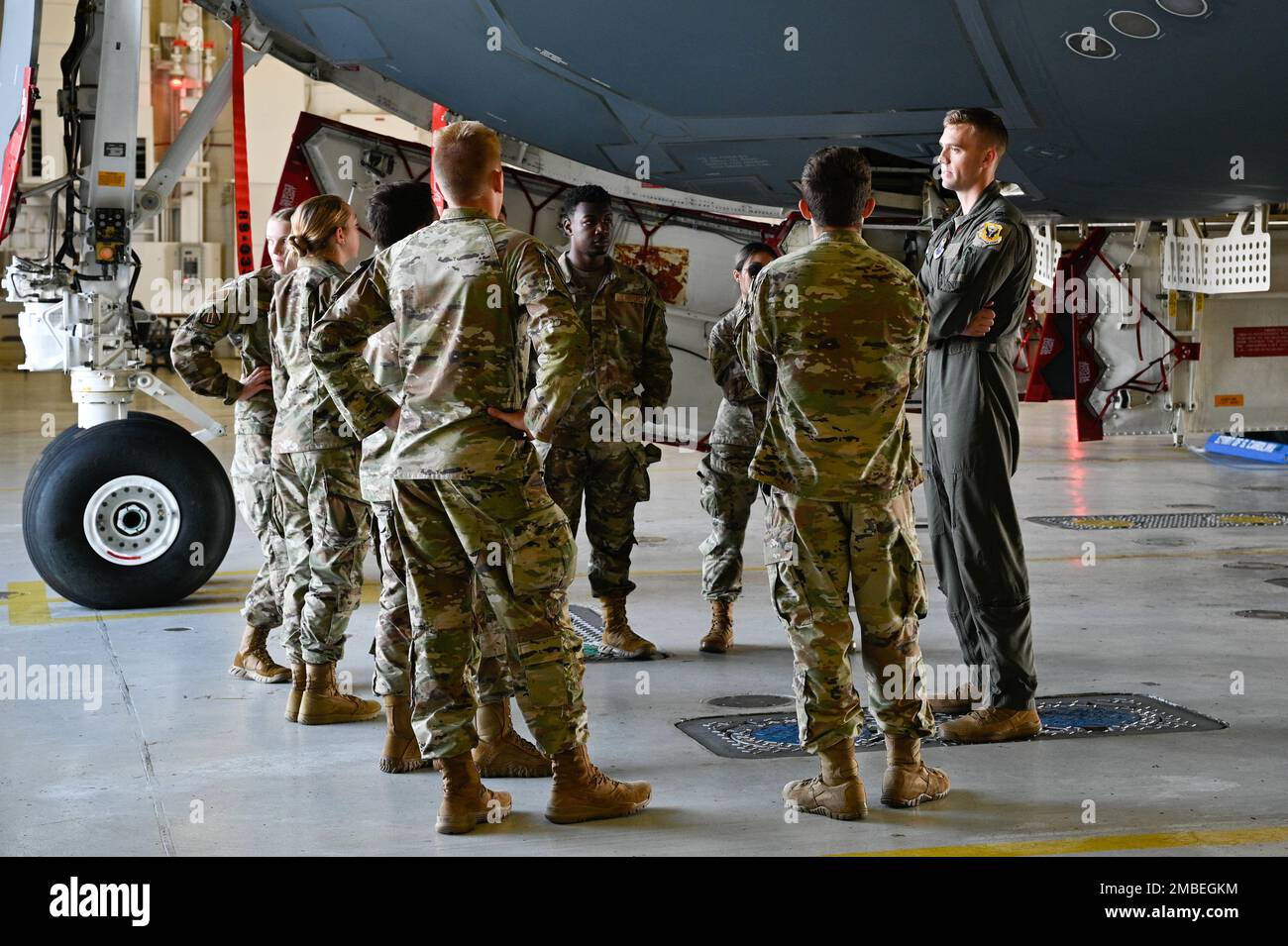 A 13th Bomb Squadron Pilot briefs U.S. Air Force Academy cadets on the ...
